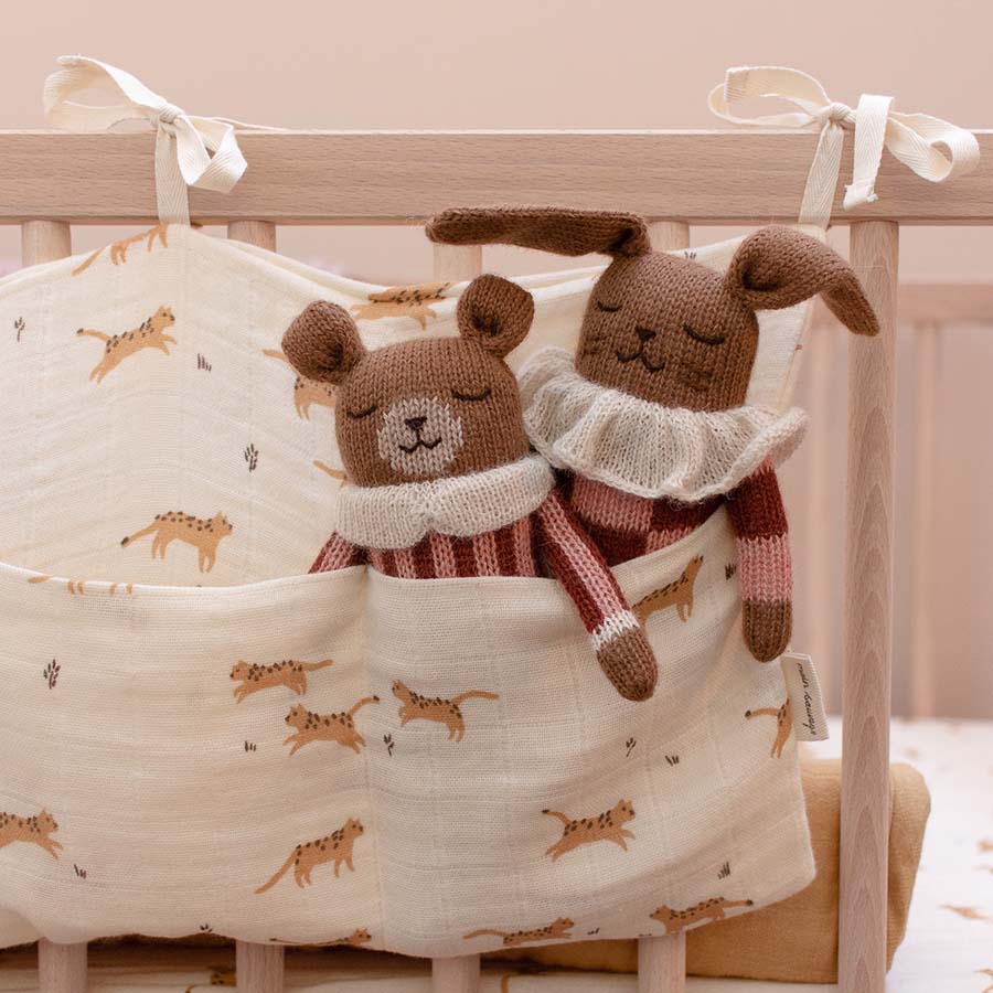 Main Sauvage Knitted Soft Toy - Bunny - Sienna Check Pyjamas – Rabbit Hall